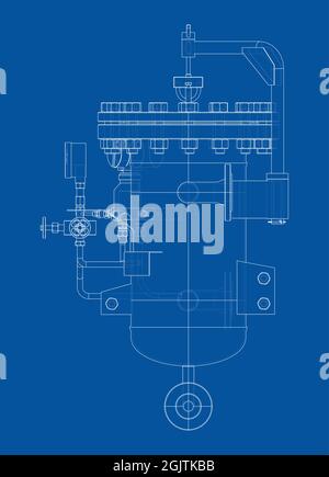 Industrial air filter with taps and pressure gauge Stock Vector Image ...