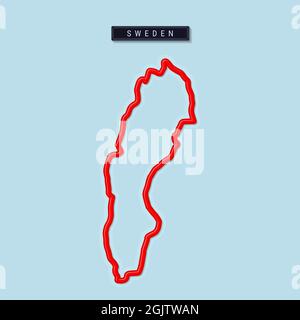 Sweden outline map. Swedish red border. Country name. illustration ...
