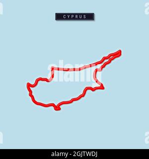 Cyprus outline map. Cypriot red border. Country name. illustration ...
