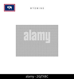 Wyoming detailed silhouette map, dotted pattern and slanted parallel ...