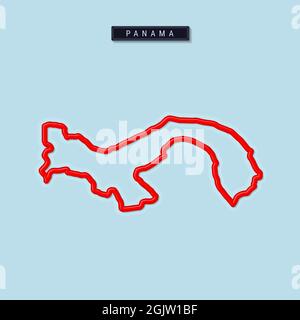 Panama outline map. Panamanian red border. Country name. illustration ...