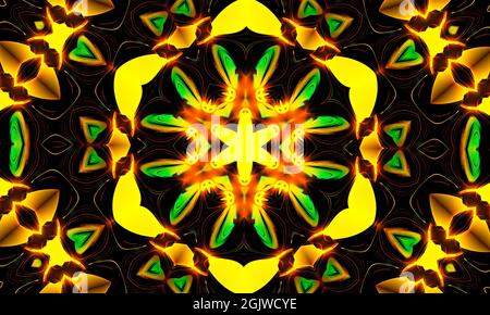 Shining yellow flower kaleidoscope. Summer Background. Flowers. Spring ...
