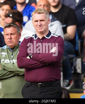 Aston Villa manager Dean Smith greets Liverpool manager Jurgen Klopp ...
