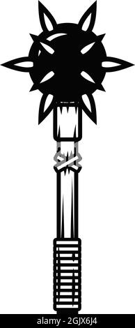 Medieval mace Club Silhouette Icon. Ancient crossed weaponry - War and ...