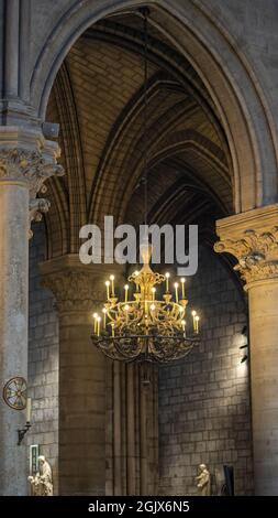 The inside of a cathedral with chandeliers in Paris Stock Photo - Alamy