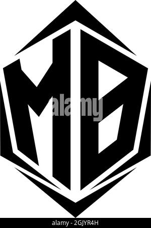 Initial MB logo with shield, esport gaming logo monogram style vector ...