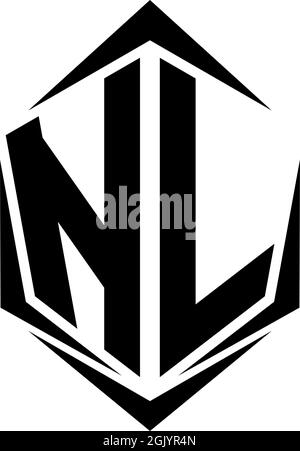 NL initial esport logo with simple shield design style vector graphic ...