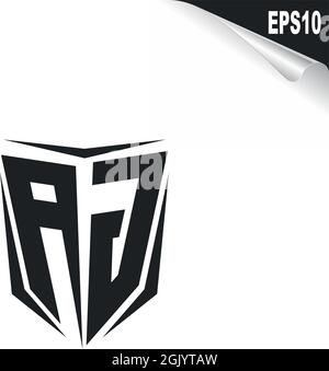 Initial AG logo with shield, esport gaming logo monogram style vector ...