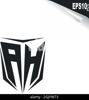 AH initial esport logo with simple shield design style vector graphic ...