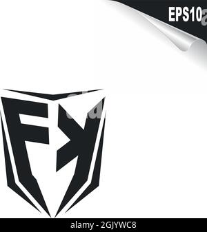 FK initial esport logo with simple shield design style vector graphic ...