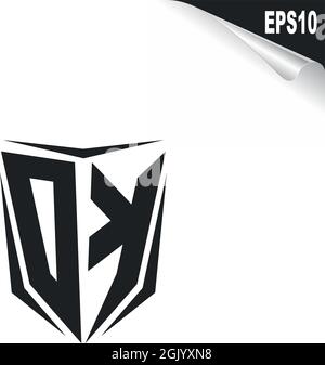 DK initial esport logo with simple shield design style vector graphic ...