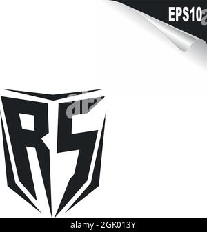 RS initial esport logo with simple shield design style vector graphic ...