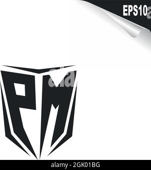 PM initial esport logo with simple shield design style vector graphic ...