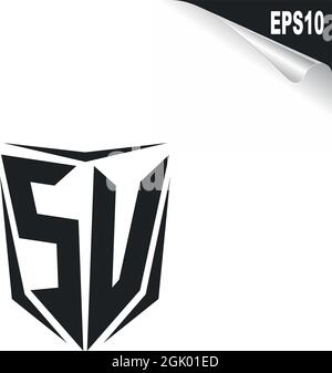 SU initial esport logo with simple shield design style vector graphic Stock Vector Image & Art ...