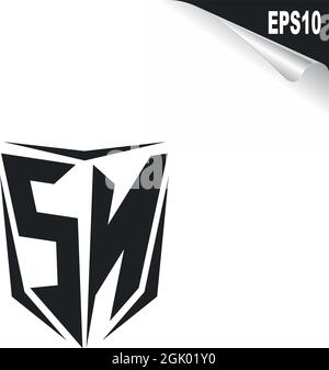Initial SN logo with shield, esport gaming logo monogram style vector ...