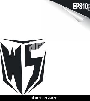 Initial WS logo with shield, esport gaming logo monogram style vector ...