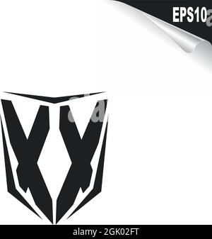 XX logo initial with geometric shield shape design style vector graphic ...