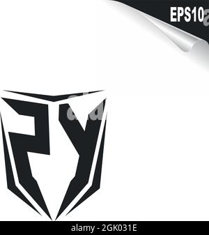 Initial ZY logo with shield, esport gaming logo monogram style vector ...