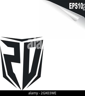 Initial ZD logo with shield, esport gaming logo monogram style vector ...