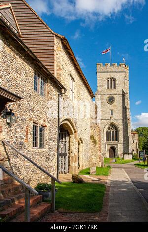 St Peter and St Paul church alongside the rhouses and ruins of the old ...