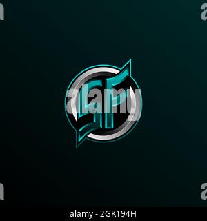 SF Logo ESport Gaming Initial with Blue Light Color design vector ...