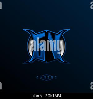 GV Logo ESport Gaming Initial with Blue Light Color design vector ...