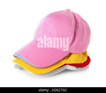 Stack of baseball caps isolated on white background Stock Photo - Alamy