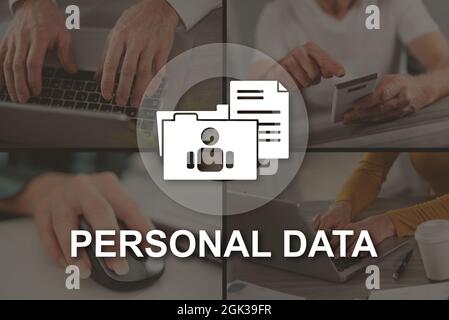 Personal data concept illustrated by pictures on background Stock Photo ...