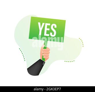 Hand hold signboard green check mark and red cross mark. Right and ...