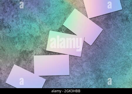 Gray and white business card mockup with spring snowdrop crocus flowers ...