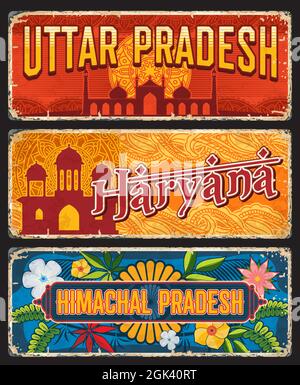 Haryana Indian state sign retro travel plate or banner. Vector travel ...