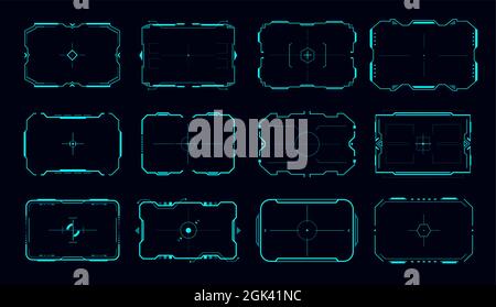 Collimator sight. War sci-fi focus camera, hud aim control target compass system army technology ...
