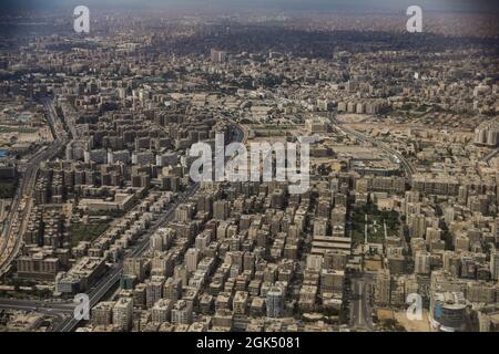 11 September 2021, Egypt, Cairo: An aerial view taken from an airplane ...