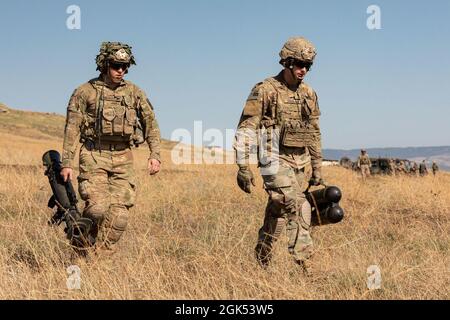 Carl-Gustaf high-explosive rounds lay prepared for familiarization fire ...