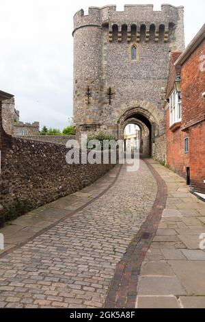 Defensive gate wall and approach to Lewes castle. Early 14th Century ...