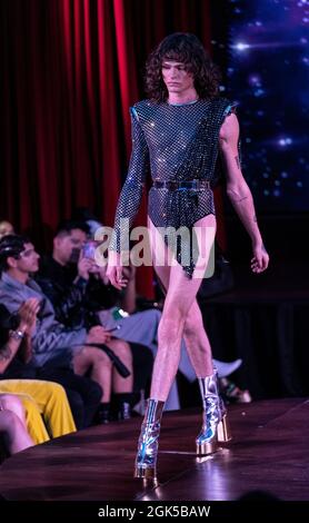 A model walks the runway for The Blonds during New York Fashion Week ...
