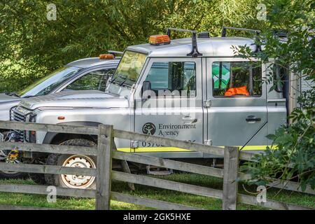 Environment agency land rover vehicle on site. Alamy Stock Photo - Alamy