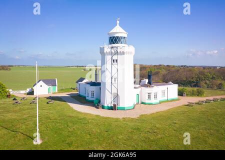 Aerial view of the the White Cliffs of Dover, with the St Margaret's ...