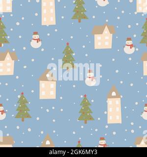 Christmas pattern Winter forest scandinavian hand drawn seamless ...