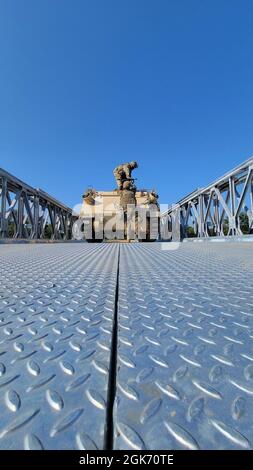 The Mabey-Johnson Bridge was on display over a dry gulley in the newly ...