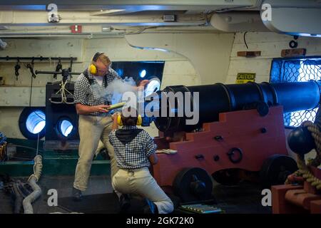 BOSTON (August 20, 2021) Airman Jabari Shabazz, from Atlanta, climbs ...
