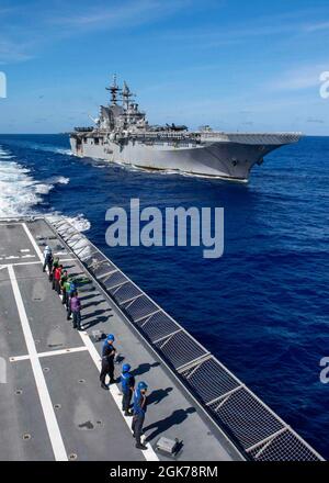 PHILIPPINE SEA (Aug. 23, 2021) Lt. Takeru Tajiri, the first lieutenant ...