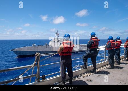 PHILIPPINE SEA (Aug. 23, 2021) Lt. Takeru Tajiri, the first lieutenant ...