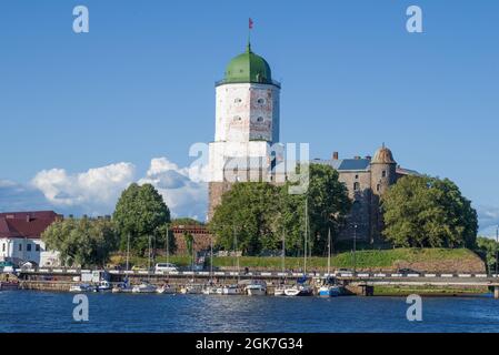 Ancient Vyborg castle on a sunny March day. Vyborg. Leningrad region ...