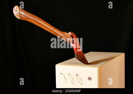 computer with axe Stock Photo - Alamy