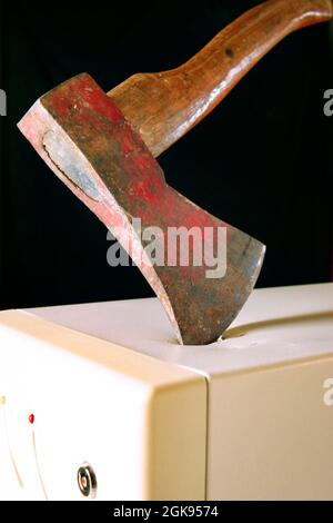 computer with axe Stock Photo - Alamy
