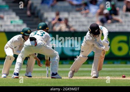 Tom Blundell of New Zealand bats during day four. Credit: Dave Hewison ...