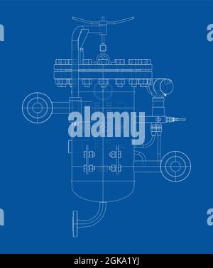 Industrial air filter with taps and pressure gauge Stock Vector Image ...