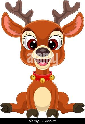 Cartoon cute little deer sitting Stock Vector Image & Art - Alamy