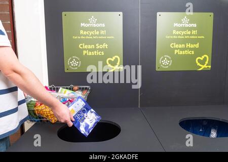 plastics only recycling collection point Stock Photo - Alamy